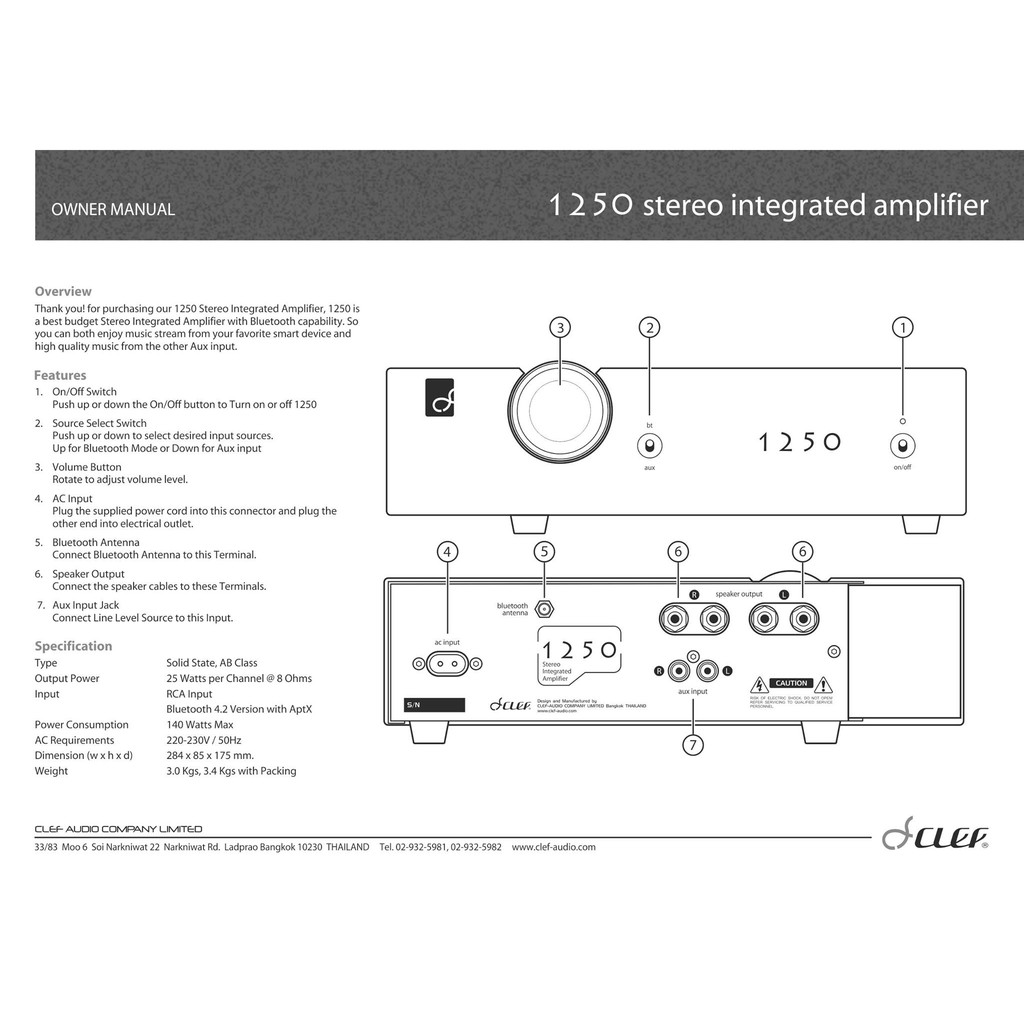 Clef 1250 อินทิเกรตแอมป์สเตอริโอรุ่นใหม่ มาพร้อมภาครับบลูทูธ aptX ...