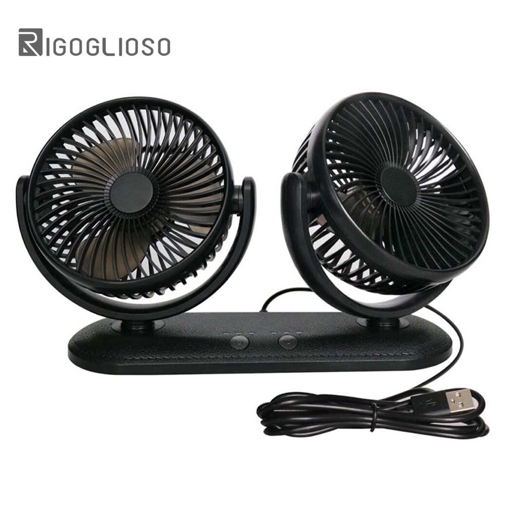 Car USB Fan Double Head Electric Fan for Car Standing Fan 5V USB Fan ...