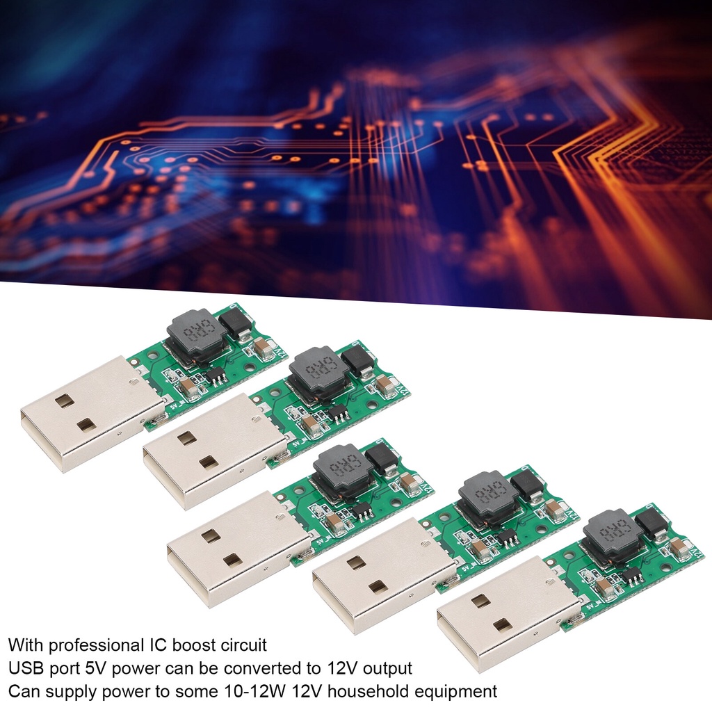 5 ชิ้น DIY USB 5V ถึง 12V Step‑Up Power Supply Board Step‑Up Boost ...