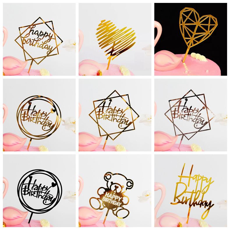 Acrylic Birthday Party Cake Bake Decoration Birthday Cake Logo Happy ...