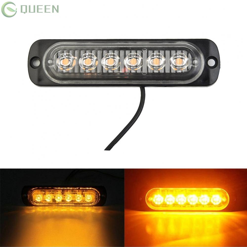 ไฟ LED 6 ดวง DC 12V-24V 18W สีเหลือง เพื่อความปลอดภัย สําหรับติดรถยนต์ รถบรรทุก ...