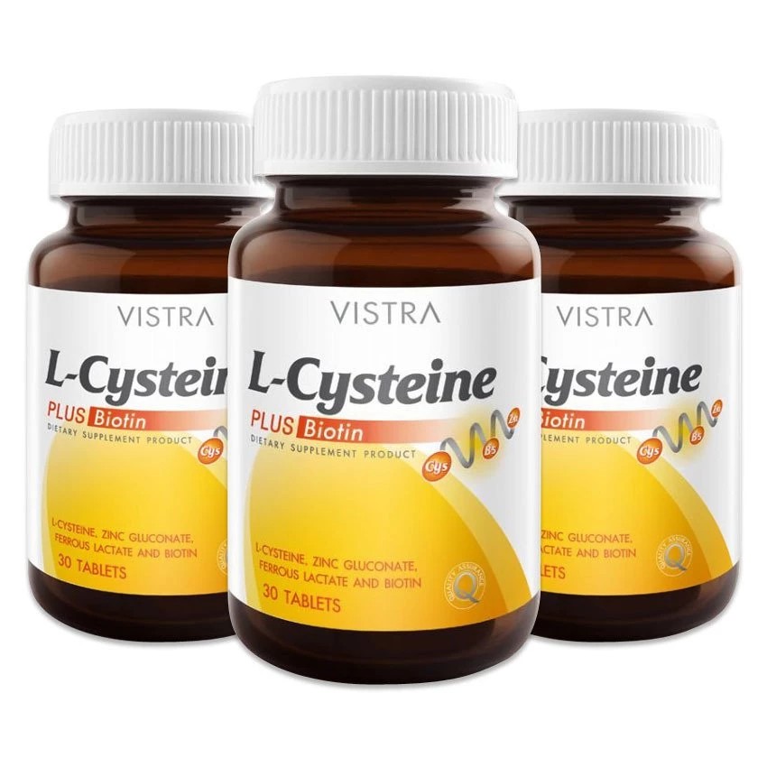 Vistra L-Cysteine Plus Biotin อาหารเสริมเพื่อเส้นผม (30 แคปซูล) x 3 ขวด ...