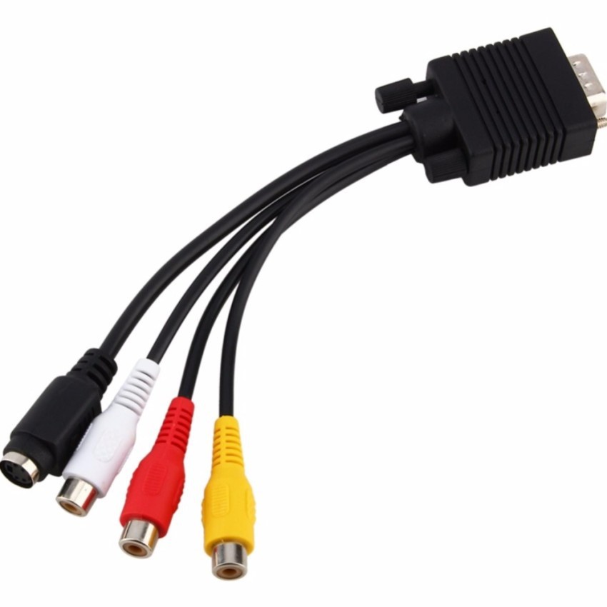 VGA TO AV S-Video 3 RCA Converter Cable (Black) - qi_sh0p - ThaiPick