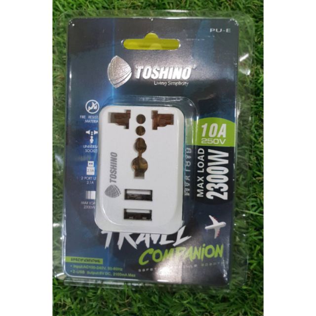 Toshino travel adapter ปลั๊กแปลง usb รุ่นPU-E | Shopee Thailand