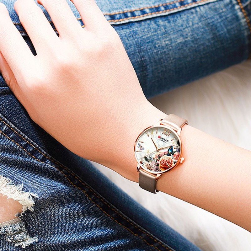 Flower Watches for Women Fashion Leather Wrist watch Ladies ...