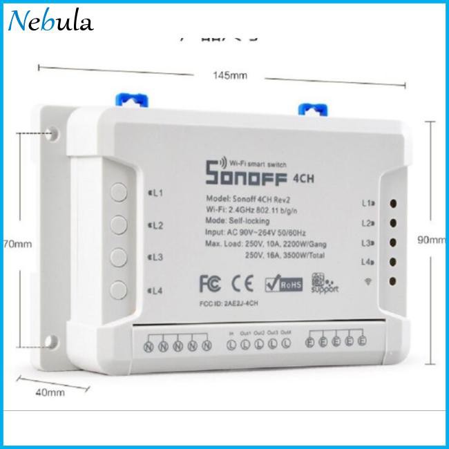 Sonoff 4CH Intelligent Module Socket WiFi Wireless RF Remote Automation ...