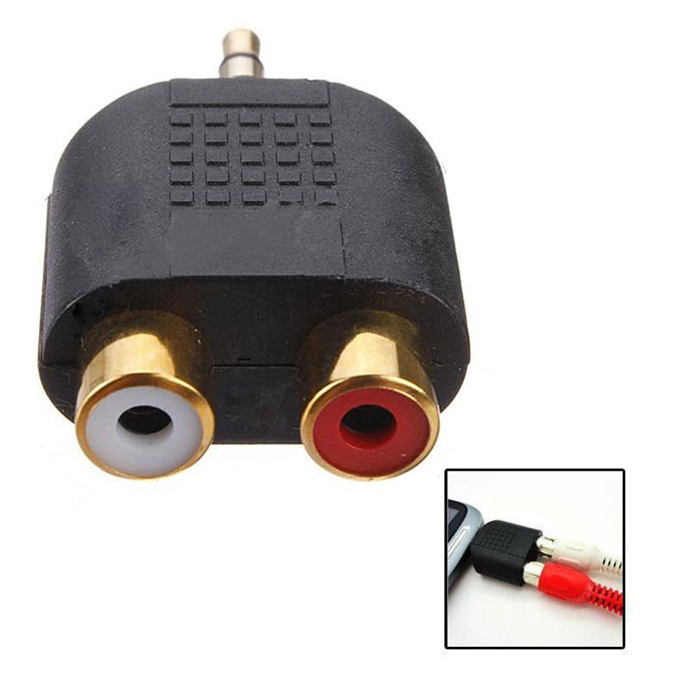 อะแดปเตอร์ 3.5 มม. Stereo Male Mini Plug to 2 Female RCA Jack Adapter ...