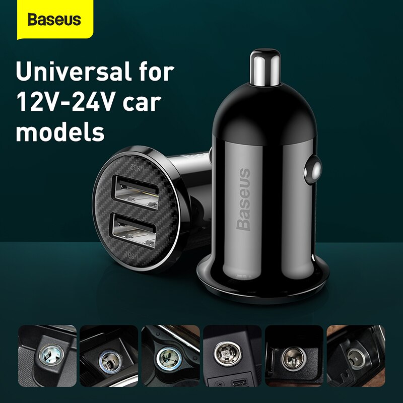 Baseus dual USB Car Charger 3.1a fast charging auto charging adapter ...