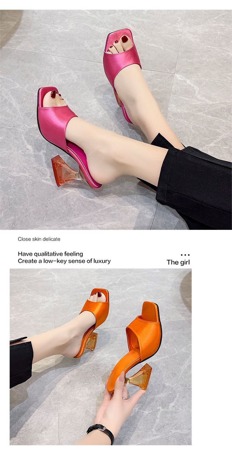 รองเท้าส้นสูง หัวเหลี่ยม ประดับคริสตัล ขนาดใหญ่ เบอร์ 36-43 | Shopee Thailand