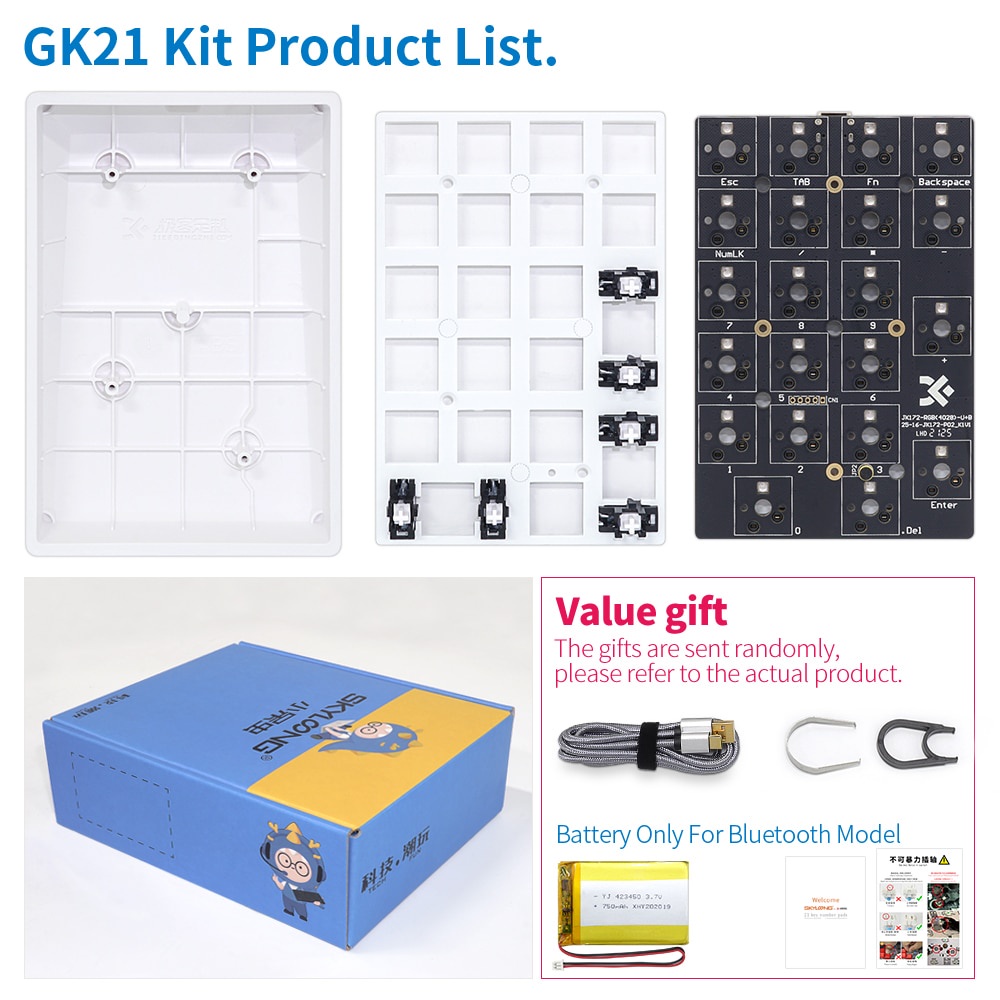Gk21S Gk21 Pcb คีย์บอร์ดบลูทูธ Bt แบบ Dual Mode Rgb Smd สวิทช์ไฟ Ledes ...