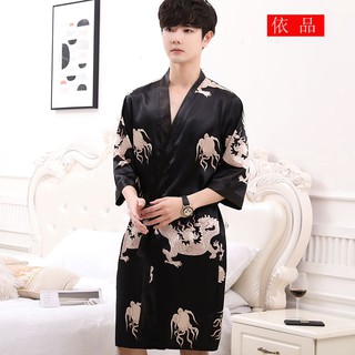 ชุดนอนผู้ชาย☂┋ Spring and Summer Korean Nightgown Men s Bathrobe Silk ...