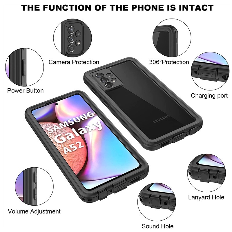 Armor Protection Waterproof Case for Samsung Galaxy A22 A42 A72 A52 A32 5G Swim Shockproof Cover ...