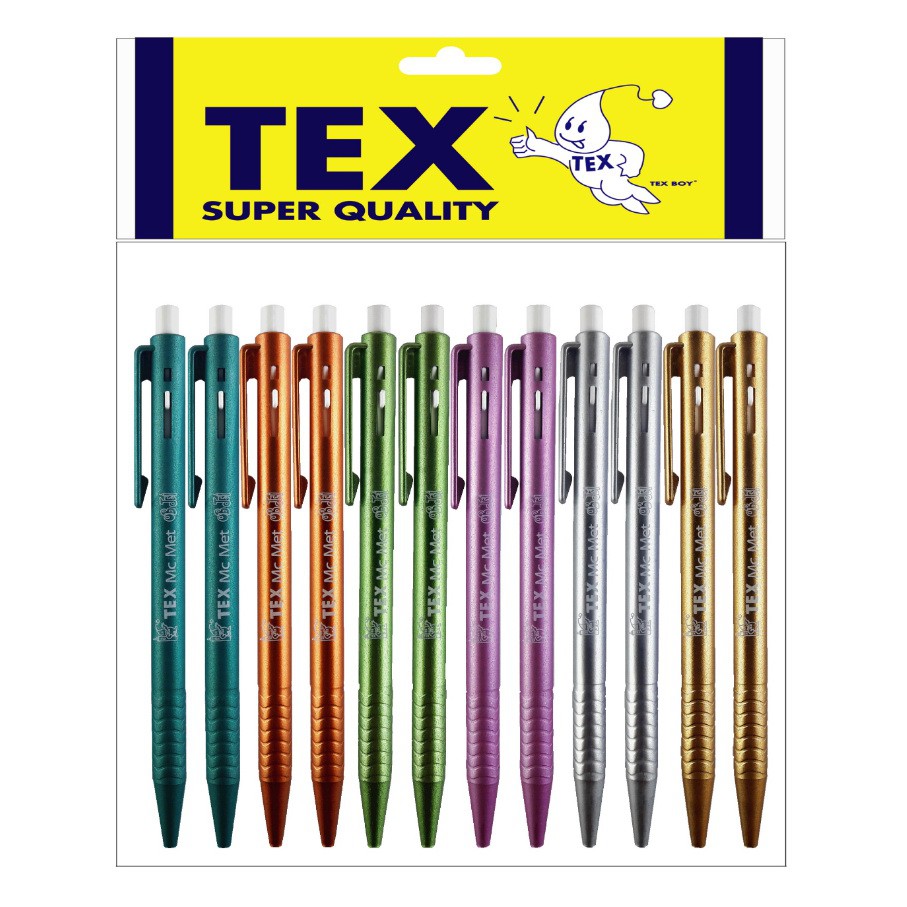 TEX MC 228 MET ปากกาลูกลื่นหัว 0.7 มม. หมึกน้ำเงิน แพ็ค 12 ด้าม ...