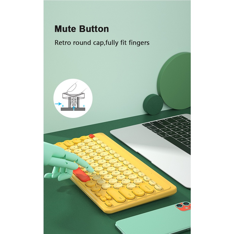 B2.4G Wireless Keyboard Mouse Set USB 79 Keycaps Mute Mini Wireless ...