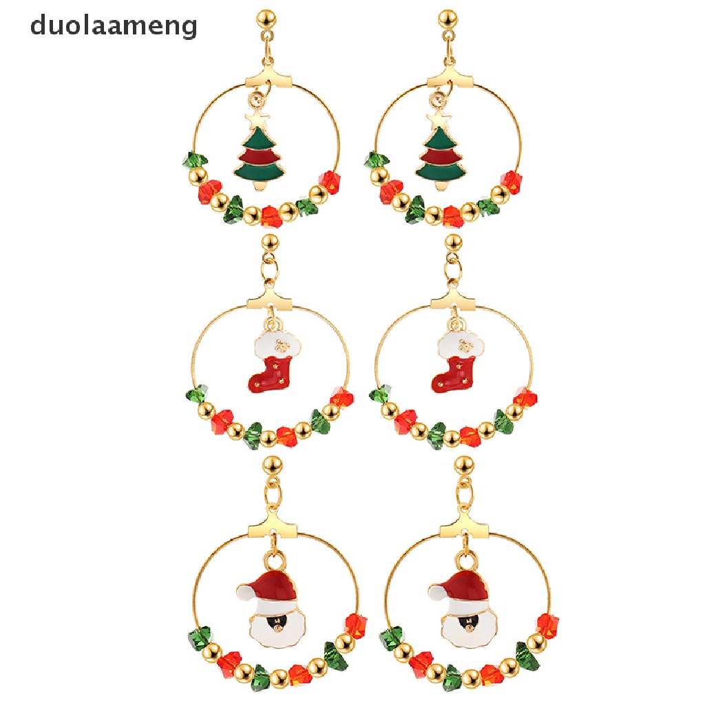 [duolaameng] 2021 New Christmas Earrings Jewelry Asymmetry Cute Santa ...