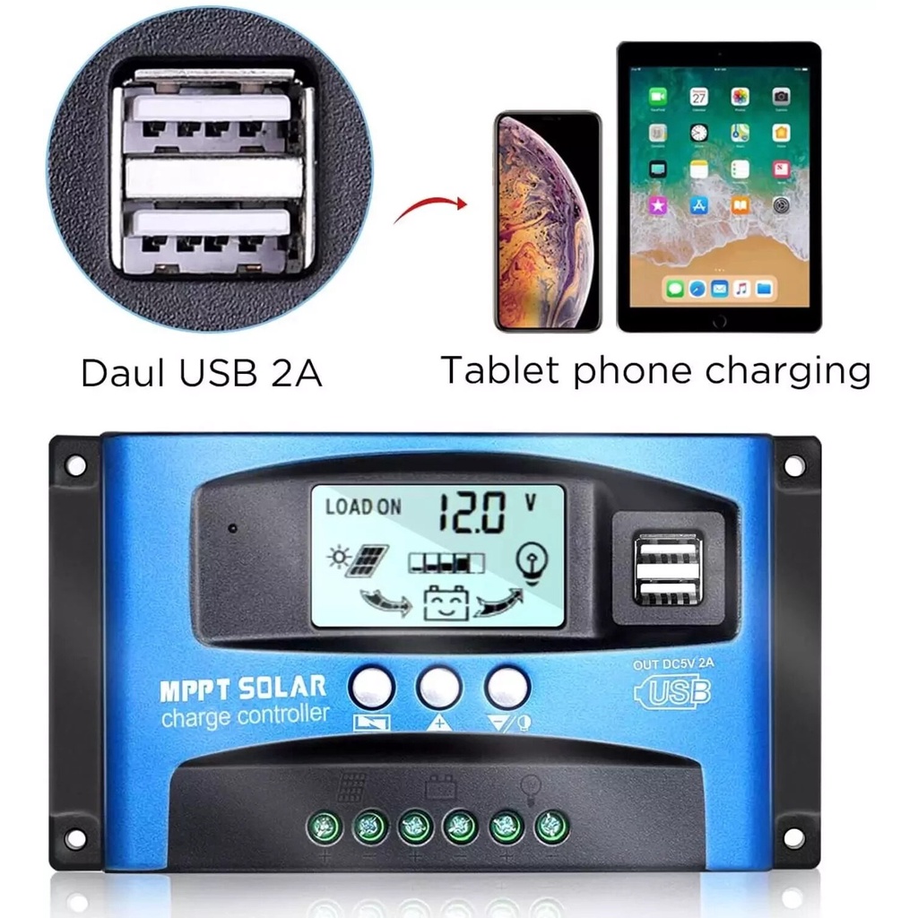 PowMr Solar Charge Controller MPPT 30A 40A 50A 60A 100A Dual USB จอแสดง ...