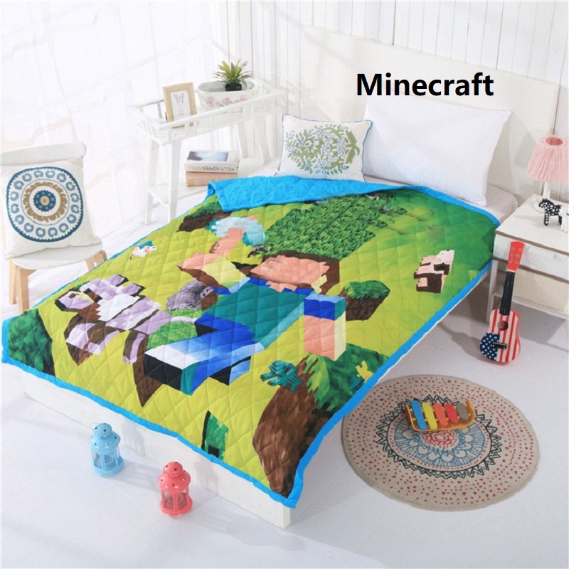 150X200cm Minecraft Bed Cover Steve Creeper Bedding Summer Quilt ...