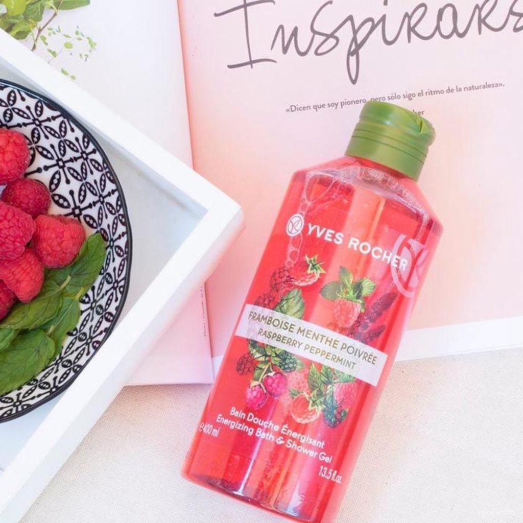 แพ็คคู่ Yves Rocher Energizing Raspberry Peppermint Shower Gel 400ml ...