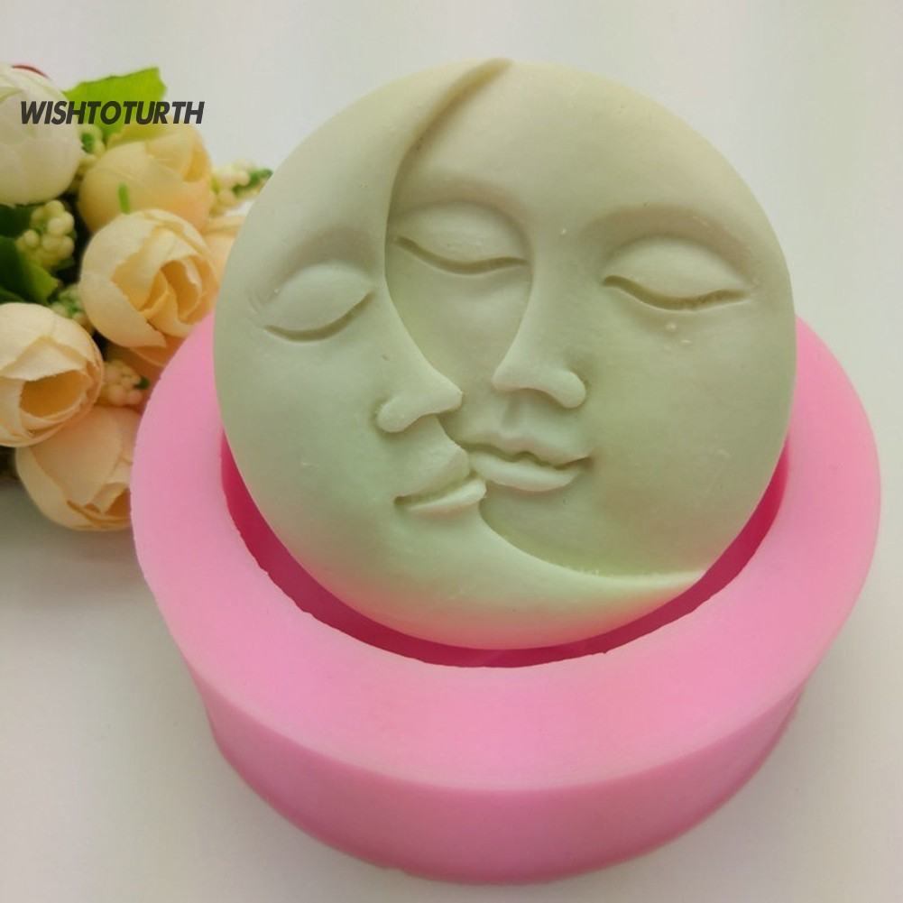 #bake Moon Face Fondant Cake Silicone Mold Kitchen DIY Sugarcraft ...