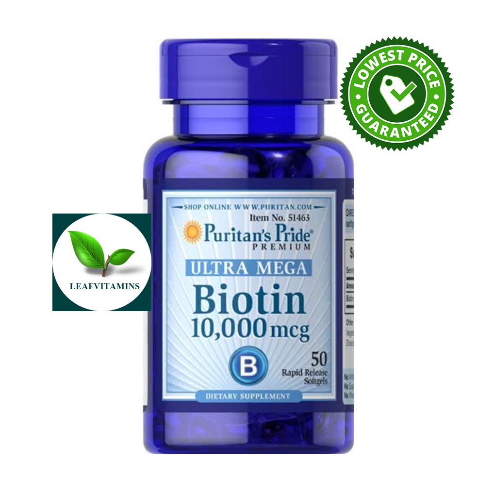 Puritans Pride Biotin 10000 mcg 50 Softgels - leafvitamins - ThaiPick