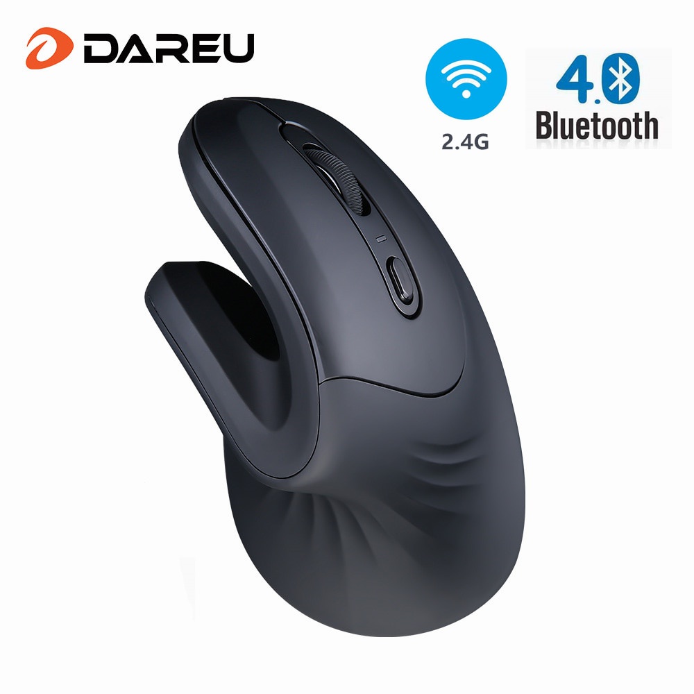 DAREU Bluetooth USB Dual Mode Vertical Wireless Mouse Ergonomic Skin ...