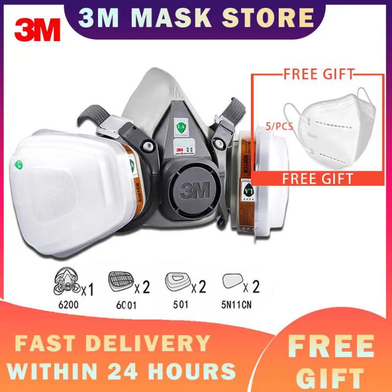 3M Model: 7502 6200 7 In 1 PM2.5 Industrial Gas Half Face Painting ...