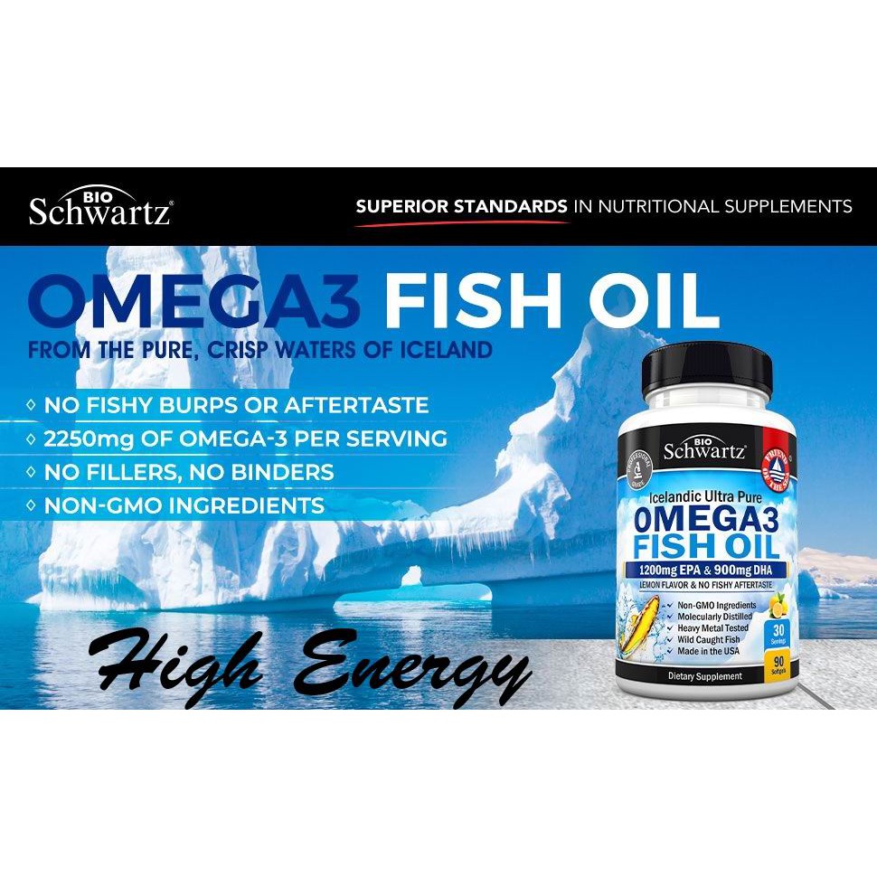 BioSchwartz, Icelandic Ultra Pure OMEGA3 FISH OIL, 1200 mg EPA & 900 mg ...