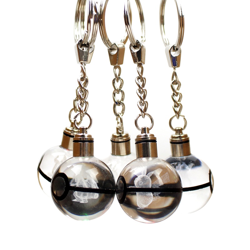 ลูกบอลคริสตัลCrystal Keychain 3D Laser Engraving Poke Ball Key Ring ...