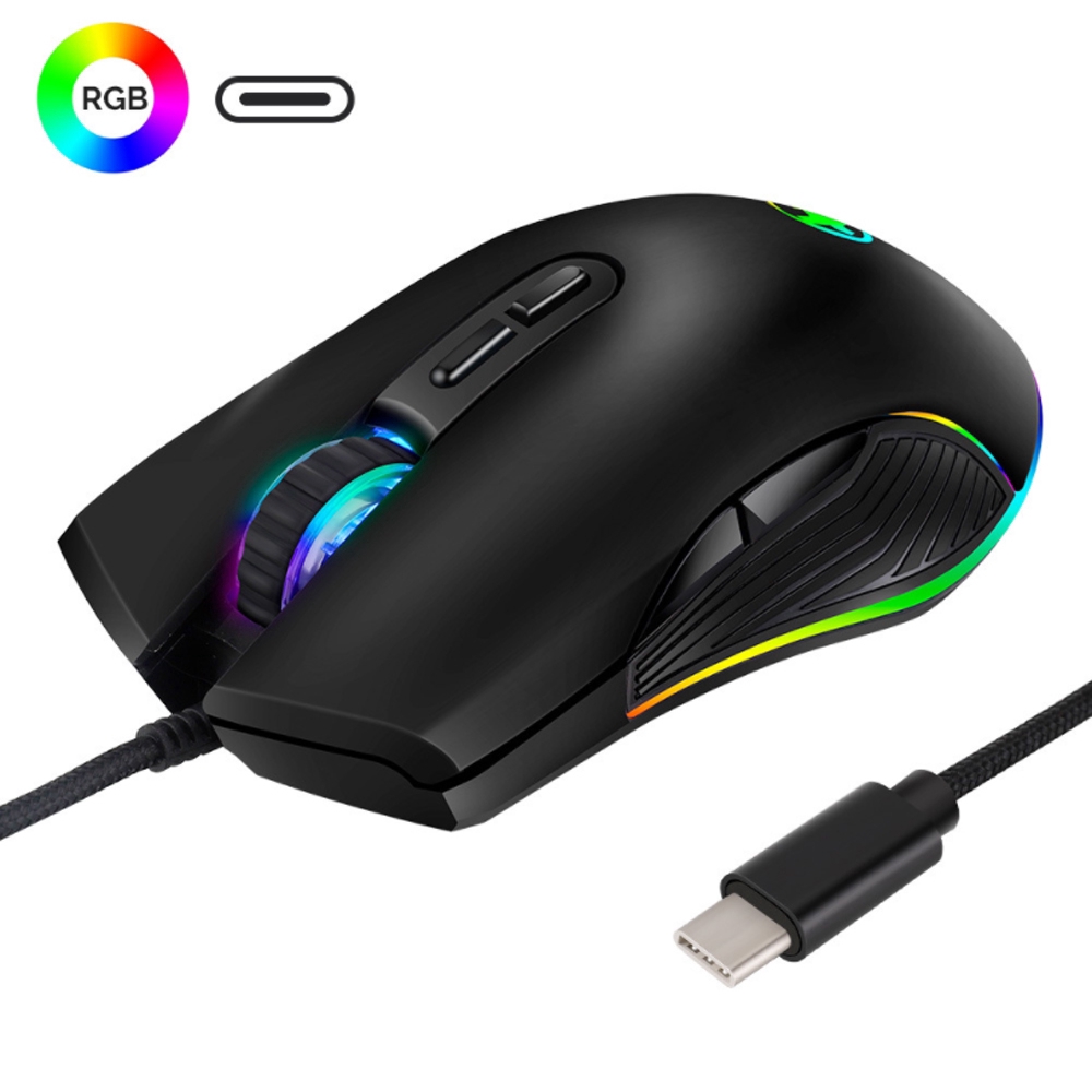 RGB Gaming Type-C Mouse Blacklight Gamer Optical Ergonomic 3200 DPI ...