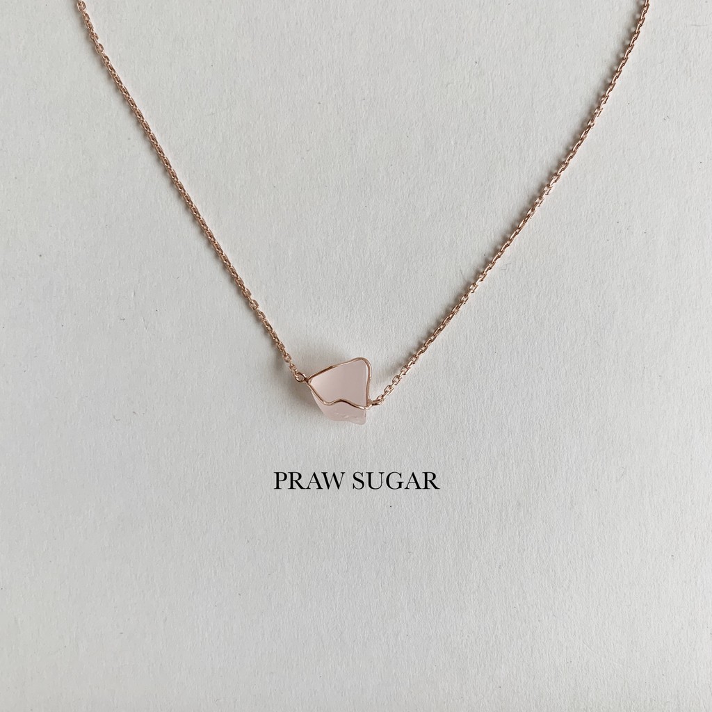 Rose Quartz Natural Stone Necklace [หินแท้] สร้อยคอหินธรรมชาติโรสควอซ ...