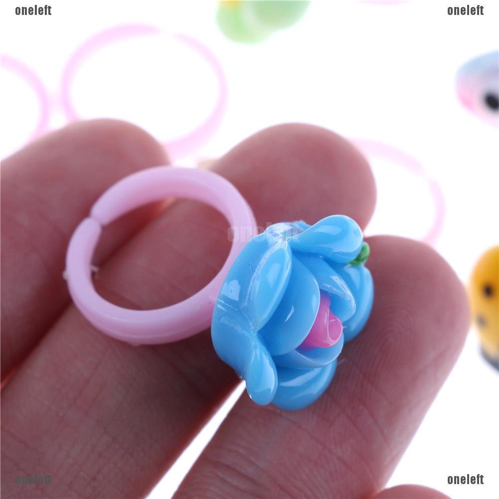 jak 10 Pcs Kids Cartoon Rings toy Plastic Children Kids Animal Flowers ...