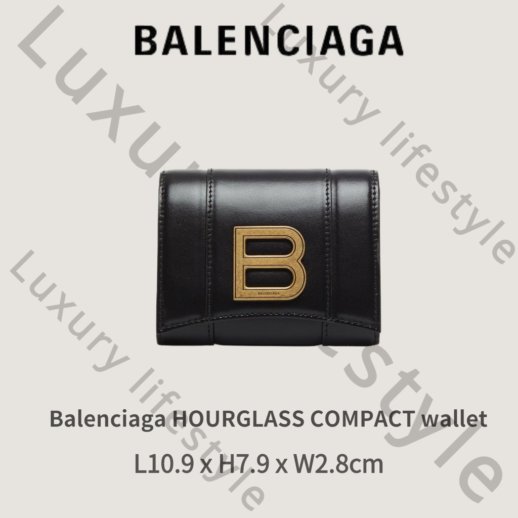 Balenciaga Hourglass Compact Wallet in Black Shiny Smooth Calfskin ...