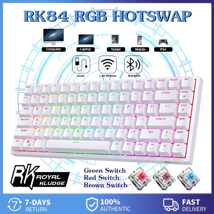 พร้อมส่งRoyal Kludge RK84 RGB Hot swap คีย์บอร์ดเกมมิ่ง 3 mode ไร้สาย ...
