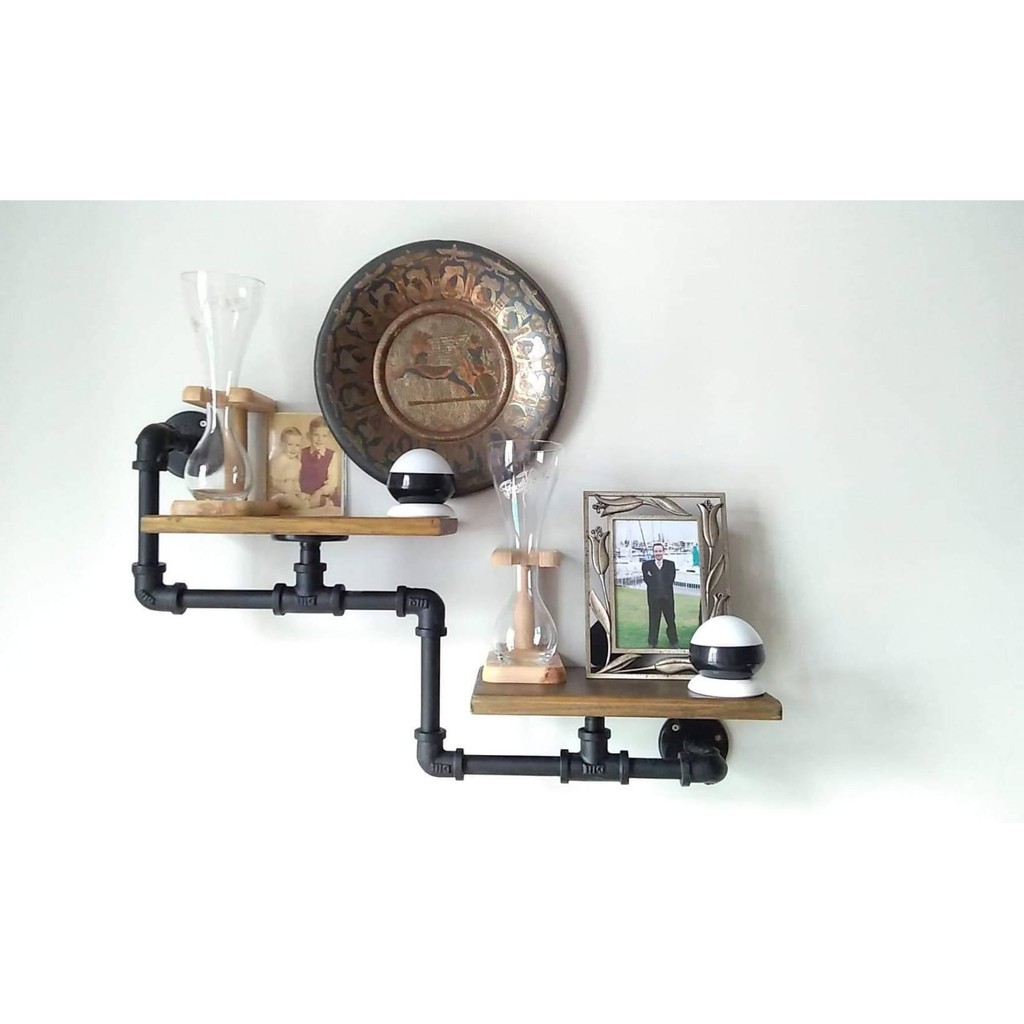 BIH Pipe Shelves ท่อเหล็กติดผนัง สไตล์ลอฟท์ แบบ 2 ระดับ (ไมรวมแผ่นไม้ ...
