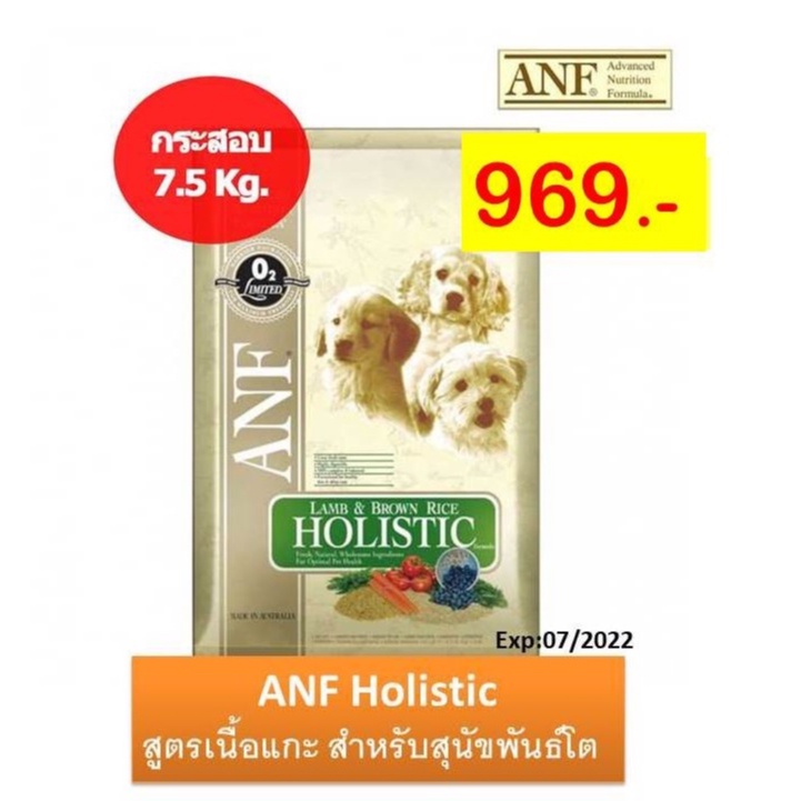 EXP 10/22 *แพ็คเกจเก่า* ANF (Dog) - Holistic Lamp & Rice สูตรเนื้อแกะ ...