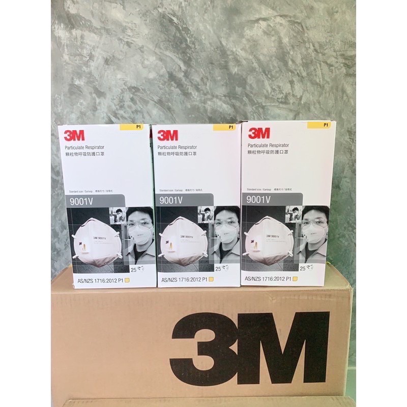 หน้ากากป้องกันฝุ่น 3M 90019002 9001V 9002V หน้ากากป้องกันฝุ่นPM2.5 PM10 (ยกกล่อง ...