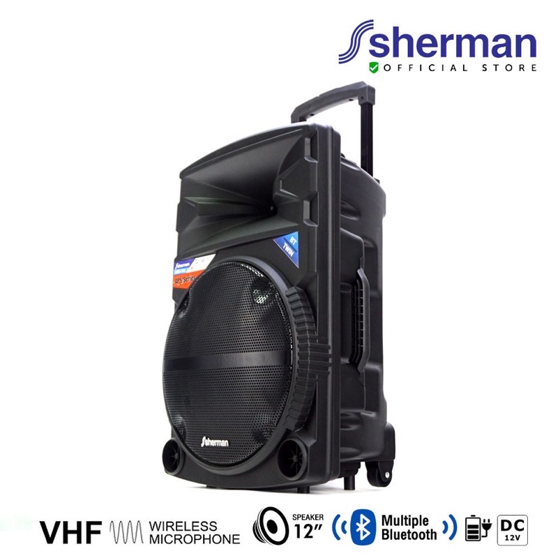Sherman speaker APS-110 ลำโพงบลูทูธล้อลาก ขนาด 12 นิ้ว ลำโพงพร้อมไมค์ลอย (Bluetooth) Portable ...