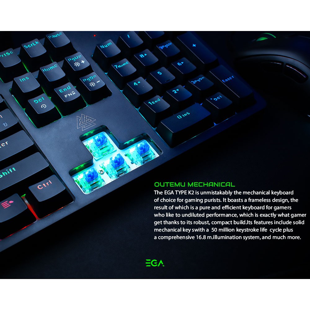 EGA KEYBOARD TYPE K2 คีย์บอร์ดเกมมิ่ง มาโคร ปุ่มแมคคานิคอล พร้อม ...