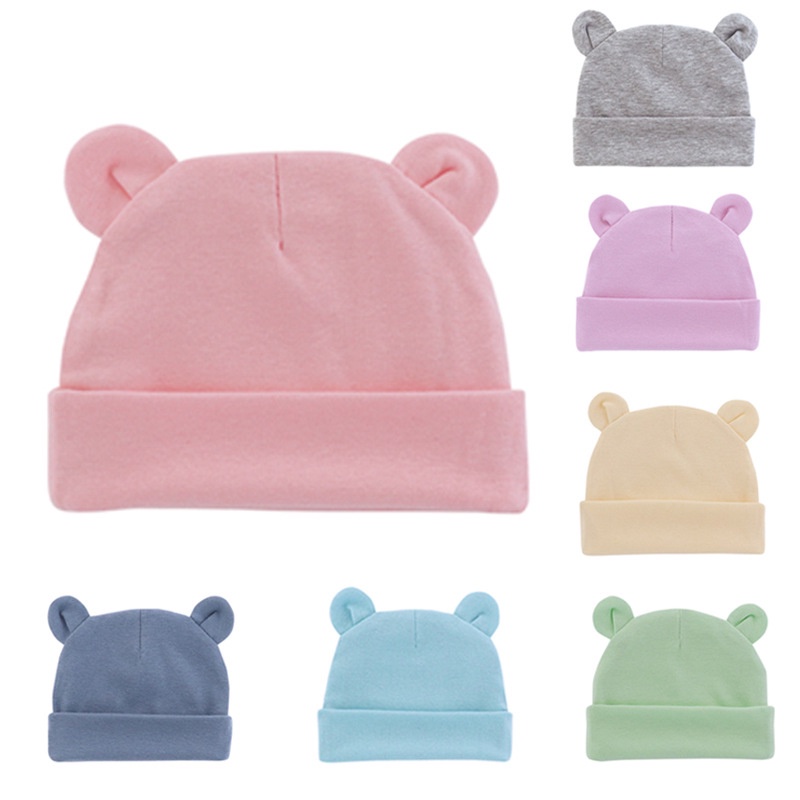 หมวกCute Baby Hat Newborn Beanie Cotton Soft Elastic Baby Ca for Girls ...