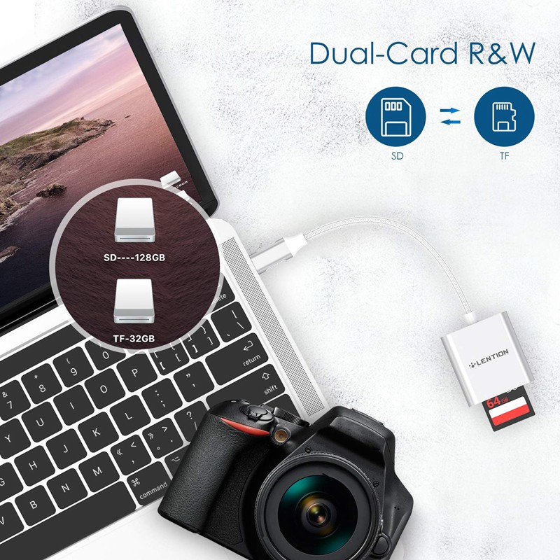 Lention C8 Docking Station มัลติฟังก์ชั่น Usb C To Sd / Micro - Sd Card ตัวอ่านการ์ด Type C Sd 3 ...