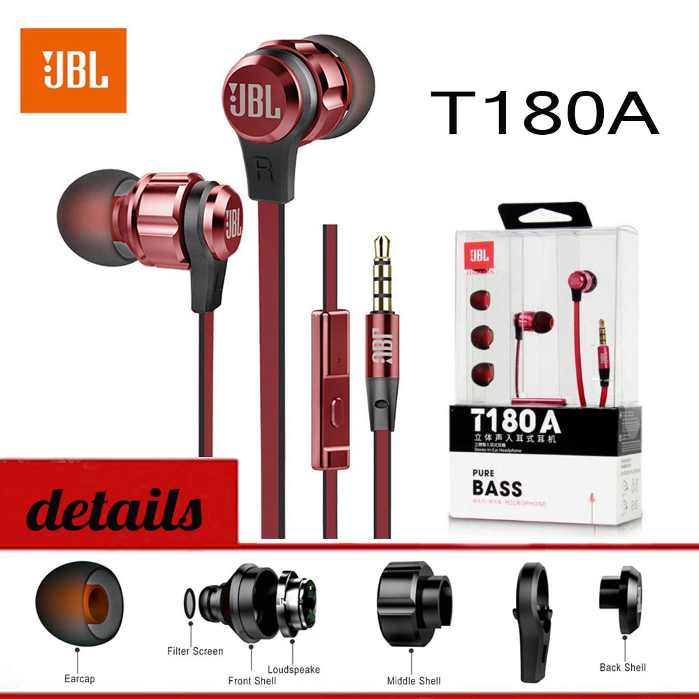 T180A Harman Stereo Wired Earphone High Quality Microphone for Live ...
