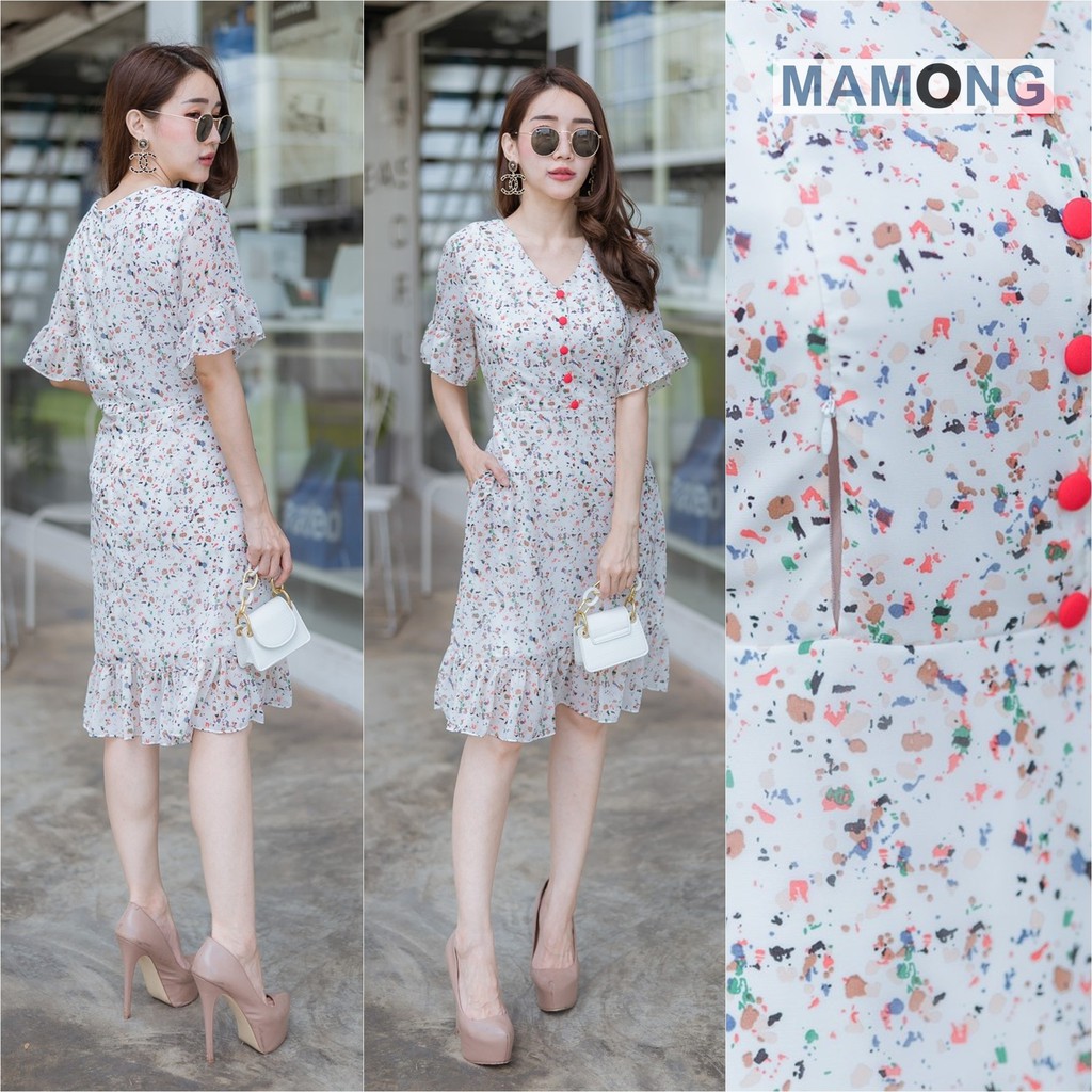 mamong ชุดเดรสให้นม รหัส 0024 รุ่นมะลิวรรณ - mamongs - ThaiPick