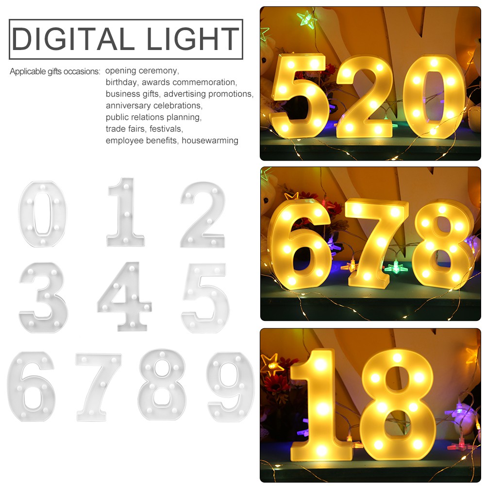 Ver★ 3DWhite Number LED Light Marquee Sign Hanging Night Lamp ...