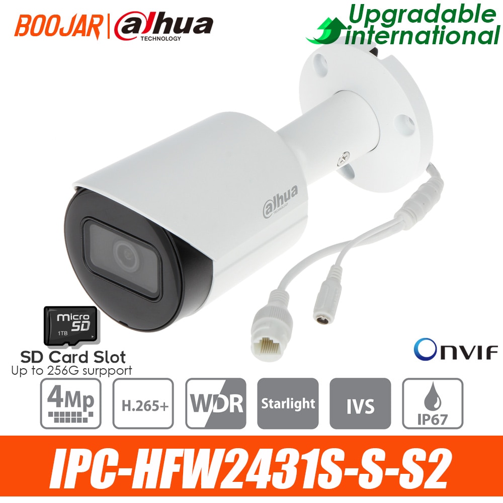 Dahua 4MP IP camera IPC-HFW2431S-S-S2 Starlight WDR IR Bullet Network Camera support POE ...