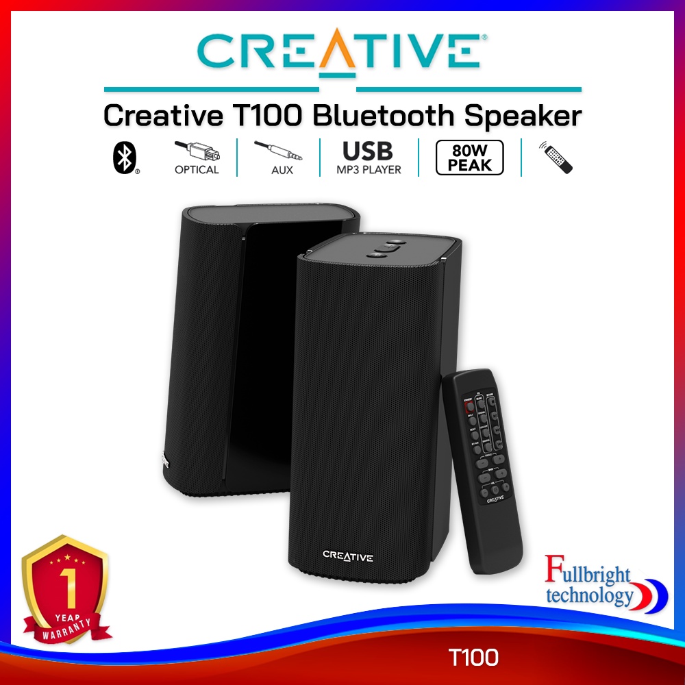 Creative T100 Compact Hi-Fi 2.0 Desktop Speakers for Computers and ...