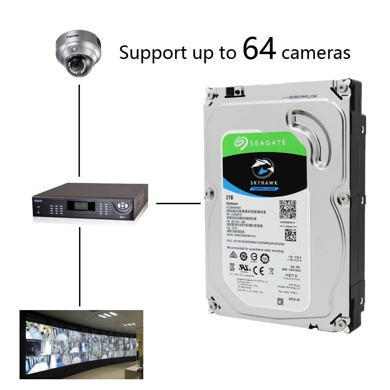 Seagate Skyhawk Surveillance 2TB Hard Drive Disk SATA III 3.5quot HDD HD Harddisk For R CCTV ...