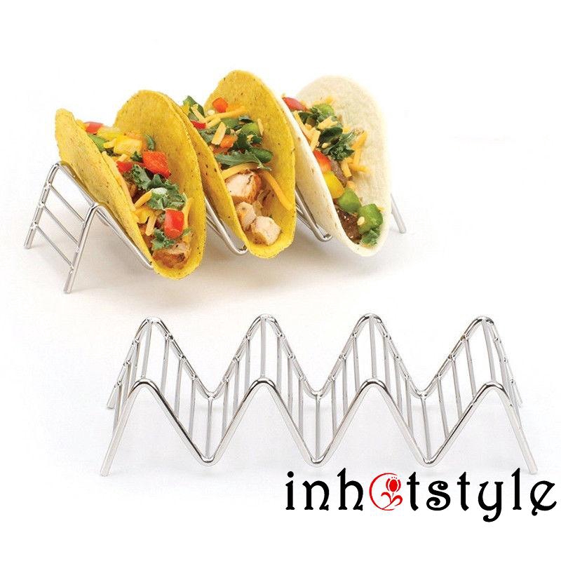 AAA-Convenient Chic Stainless Steel Taco Holder Stand Tray Taco Rack ...