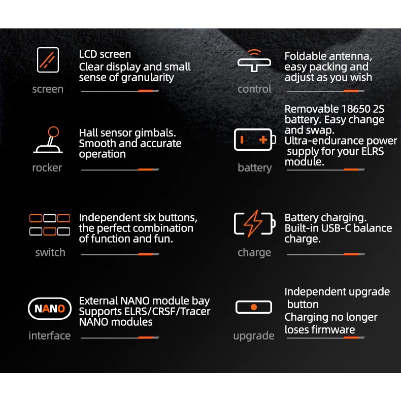 วิทยุ รีโมท Jumper T-Pro ELRS 1000mW internal Hall sensor gimbal OpenTX EdgeTX แบต 18650 ...