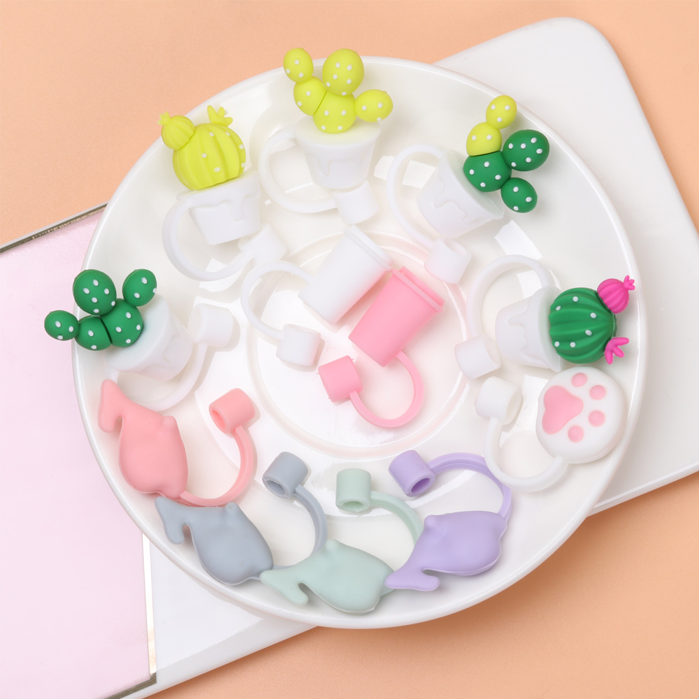SUHE 1pcs Creative Silicone Straw Plug Straw Tips Cartoon Plugs Cover ...
