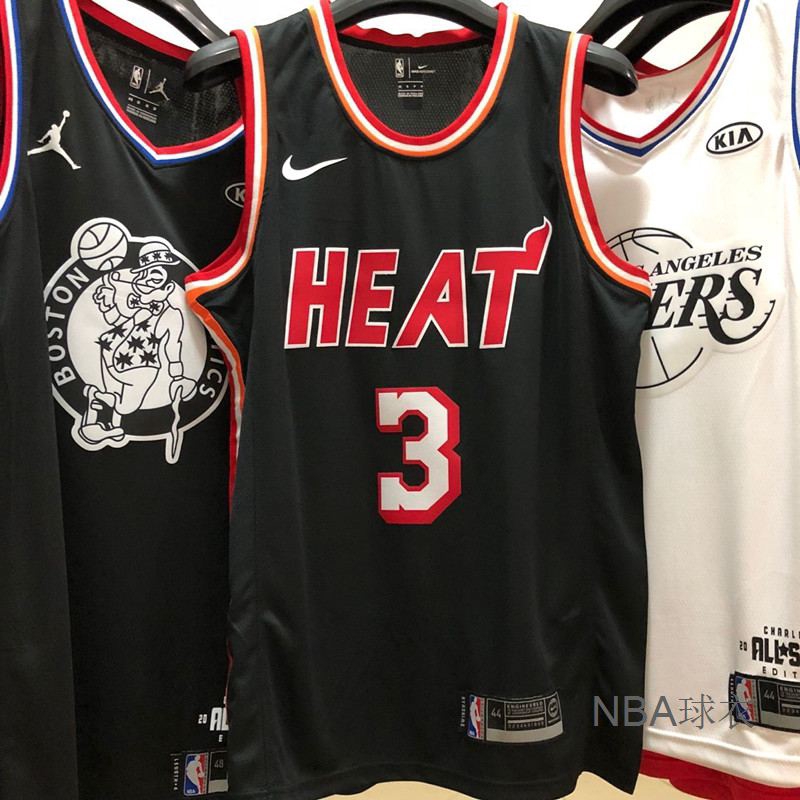 เสื้อกีฬาบาสเก็ตบอลสไตล์วินเทจ NBA Jerseys สีดํา Miami Heat Fire Team 3 ...
